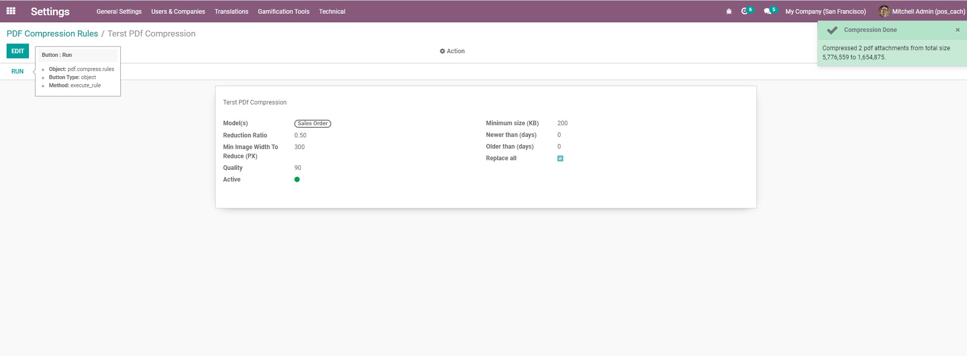 Odoo PDF attachment Compression - Azkatech